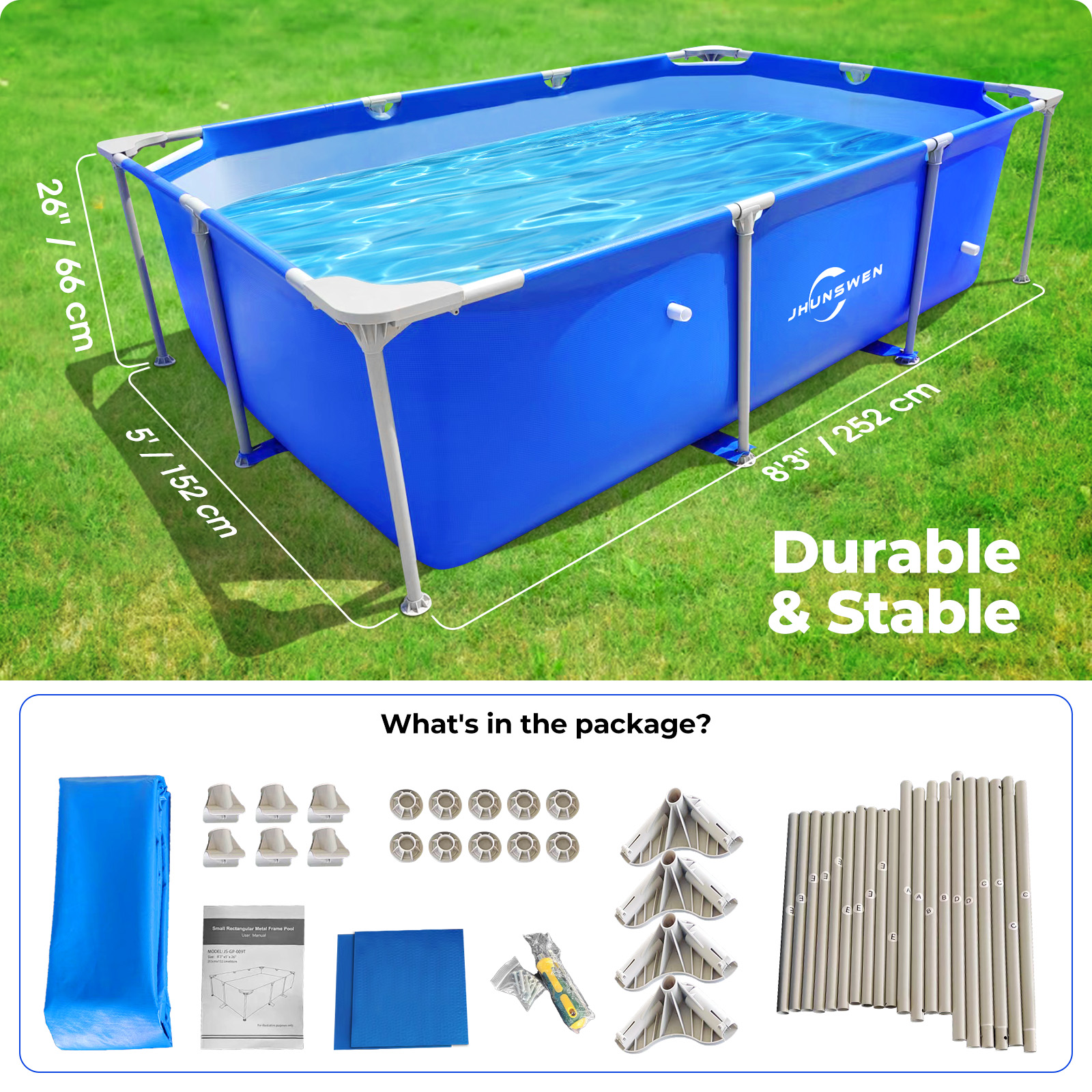 8 3ft X 5ft X 26in Rectangular Steel Frame Pool Buy Frame Pool Above